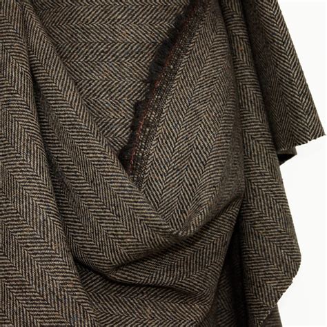Brown Herringbone Silk And Wool Ditto Fabrics