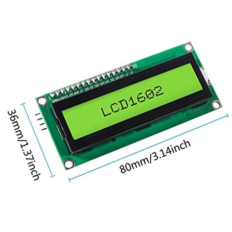 Buy Dweii 5 Pack I2c 1602 Lcd Display Module 16x2 Character Serial Green Screen Backlight Lcd