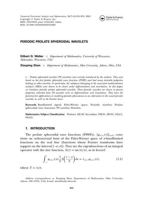 Pdf Construction Of Periodic Prolate Spheroidal Wavelets Using Interpolation