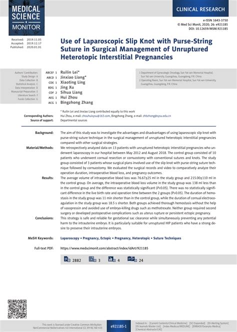 Pdf Use Of Laparoscopic Slip Knot With Purse String Suture In Surgical Management Of