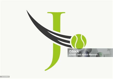 편지 J 테니스 로고 디자인 템플릿 테니스 스포츠 아카데미 간판 클럽 심볼 Championship에 대한 스톡 벡터 아트 및 기타 이미지 Championship