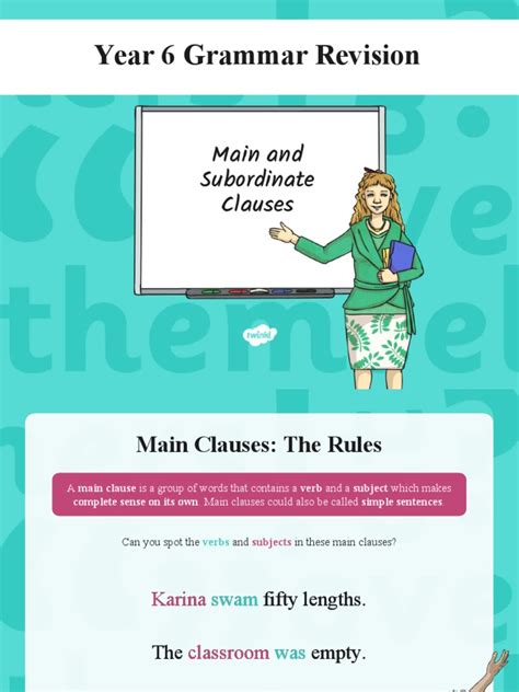 Year 6 Grammar Quick Quiz Main And Subordinate Clauses Pdf Clause