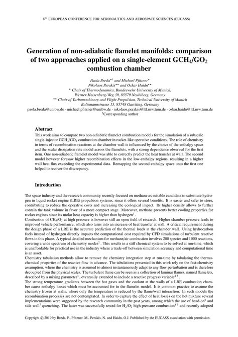 Pdf Generation Of Non Adiabatic Flamelet Manifolds Comparison Of Two Approaches Applied On A