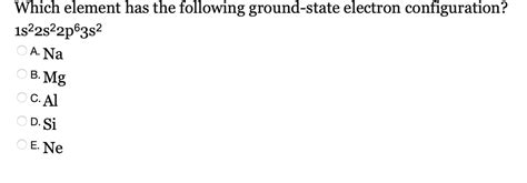 Solved Which Element Has The Following Ground State Electron
