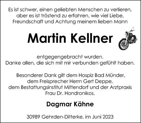 Traueranzeigen Von Martin Kellner Trauer Anzeigende