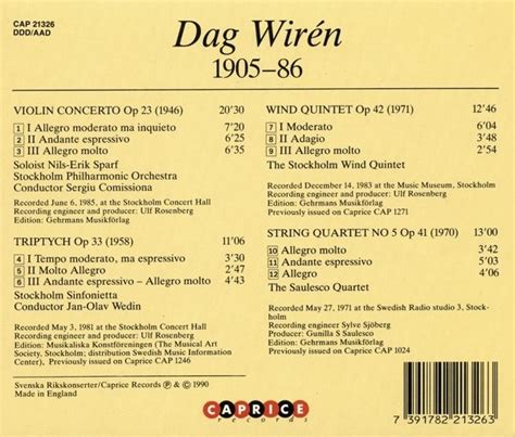 Dag Wiren Violinkonzert Op 23 Cd Jpc