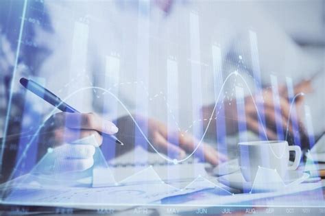 Double Exposure Of Forex Graph Drawing Over People Taking Notes
