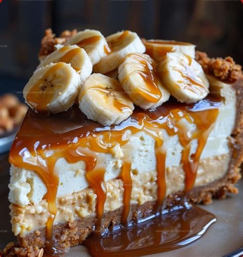 Banana Cheesecake With Caramel Sauce Chefinoz