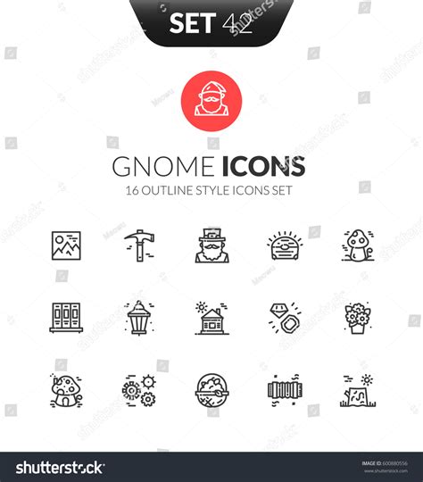 Outline Black Icons Set Thin Modern Stock Vector Royalty Free