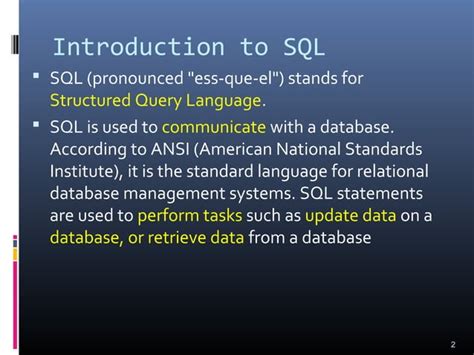 Introduction To Sql Ppt