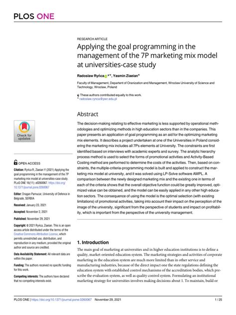 applying the goal programming pdf marketing decision making