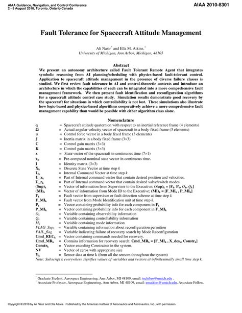 Pdf Fault Tolerance For Spacecraft Attitude Management