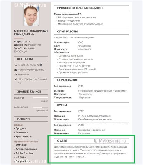 Что написать о себе в резюме Макет резюме Резюме Шаблон резюме