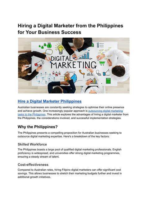 Hiring A Digital Marketer From The Philippines For Your Business