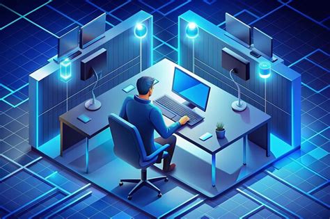 Digital Espionage Isometric Hacker Perspective Premium Ai Generated Image