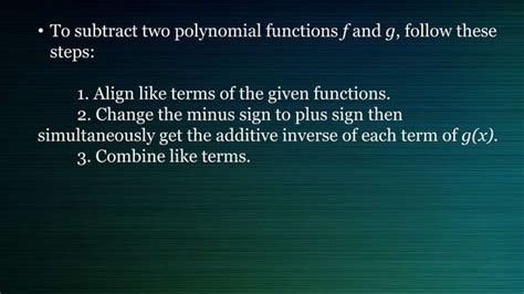 Addition And Subtraction Of Polynomial Functions Pptx Computing