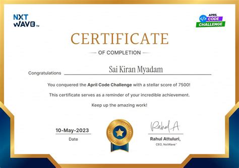 sai kiran myadam on linkedin thanks to nxtwave and team for supporting me