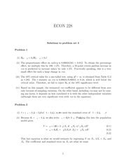 Econometrics Problem Set Solutions ECON Solutions To
