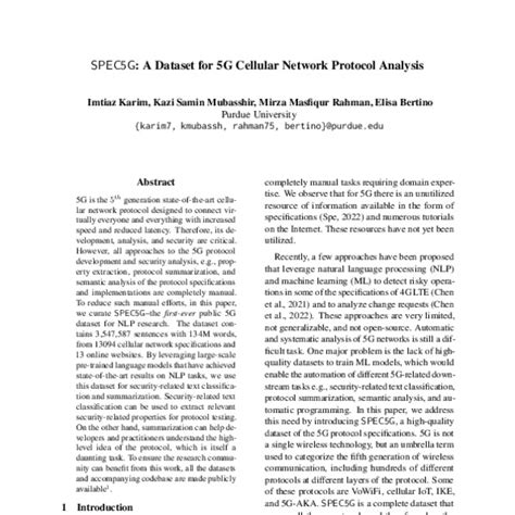 Spec5g A Dataset For 5g Cellular Network Protocol Analysis Acl Anthology