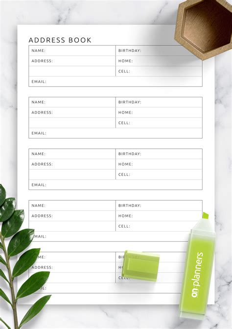 Free Printable Cute Address Book Template Free Printables