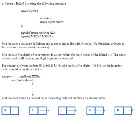 Solved Create A Linked List Using The Following Structure Chegg