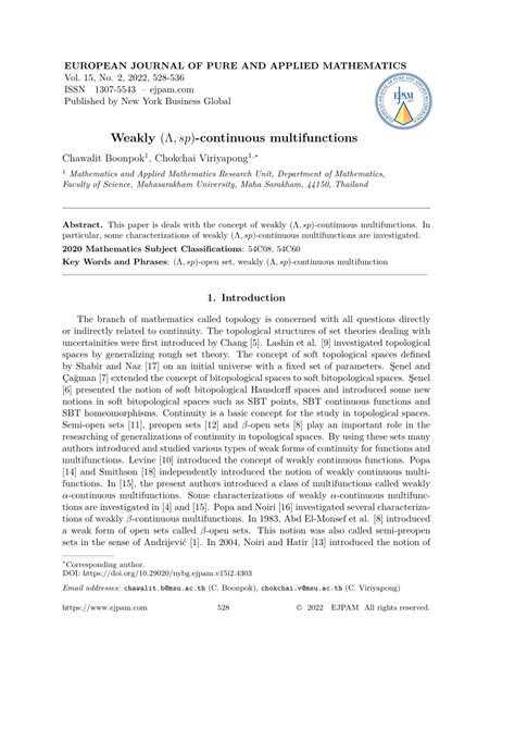 PDF Weakly Λ sp continuous Multifunctions