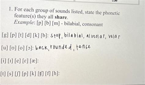 1 For Each Group Of Sounds Listed State The