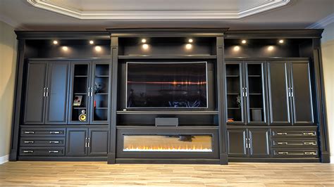 Modern Entertainment Center With Built In Cabinets Build In Tv
