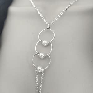 Pearl Tri Circle Necklace To Nipples Non Piercing Nipples Sexy Body Chain Goddess Jewelry