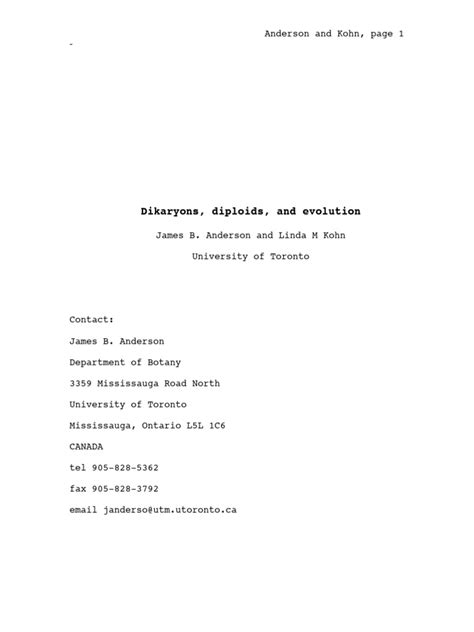 Sex In Fungi Dikaryons Diploids And Evolution Anderson Kohn Pdf