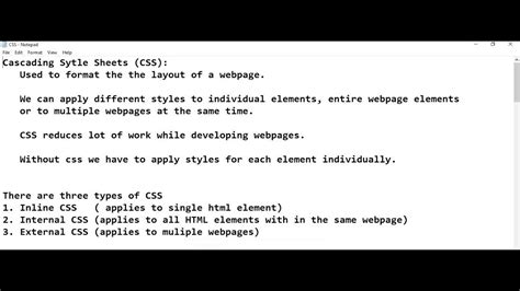 Style Sheets In Css Inline Css Internal Css External Css Css