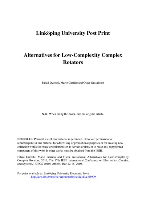 Pdf Alternatives For Low Complexity Complex Rotators