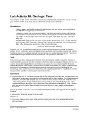 Lab Activity 10 Geologic Time 1 Docx Lab Activity 10 Geologic Time Your Projects For This