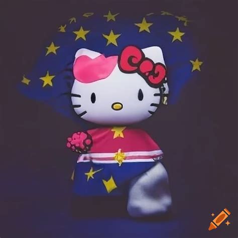 Hello Kitty Holding Cape Verdean Flag On Craiyon