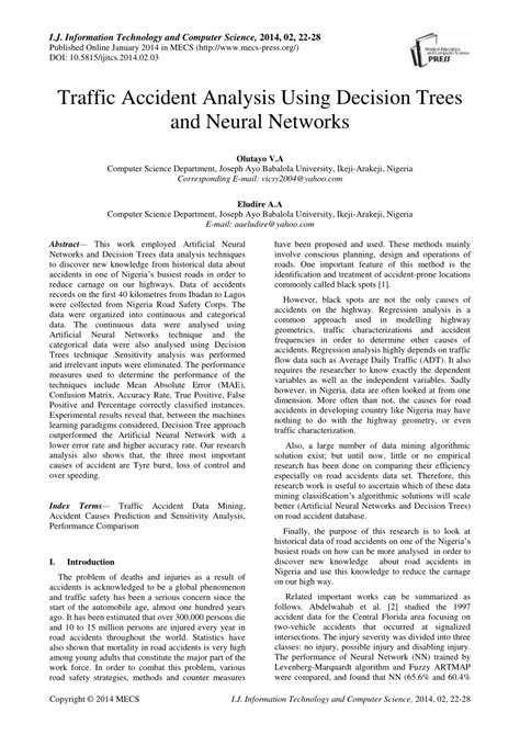 PDF Traffic Accident Analysis Using Decision Trees And Neural Networks