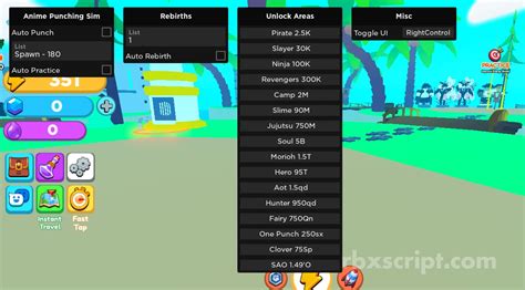 Anime Punching Simulator Auto Farm GUI Scripts RbxScript