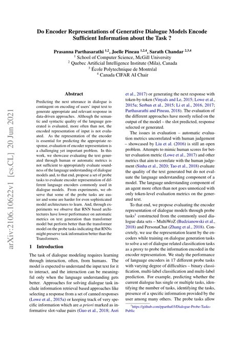 Pdf Do Encoder Representations Of Generative Dialogue Models Encode