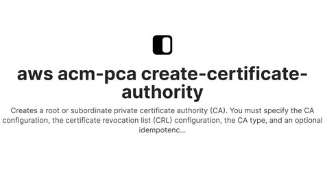 Aws Acm Pca Create Certificate Authority Fig