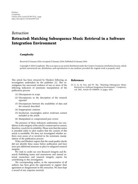 Pdf Retracted Matching Subsequence Music Retrieval In A Software Integration Environment