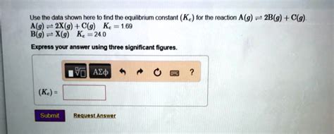 solved use ihe data shown here lo find ihe equilibrium constant k