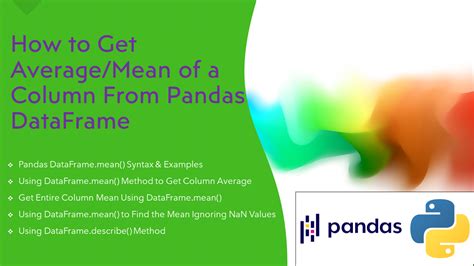 How To Get Column Average Or Mean In Pandas Dataframe Spark By Examples