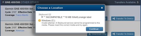 Incompatible 16 Mib Orange Label During Update Of Garmin 400500 Waas Data Card With Jeppesen