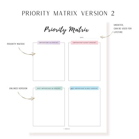 Priority Matrix And Planner Template M460 Mrsneat