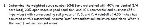 solved determine the weighted curve number cn for a