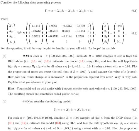 consider the following data generating process y