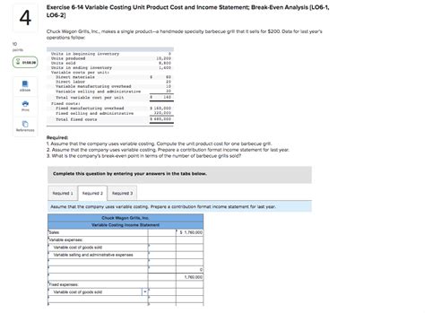 Solved Exercise Variable Costing Unit Product Cost And Chegg