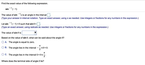 Solved Find The Exact Value Of The Following Expression Sin Chegg Com