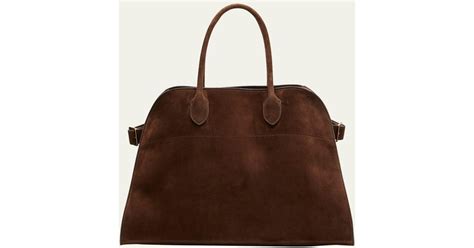 The Row Margaux 15 Top-handle Bag In Suede in Brown | Lyst