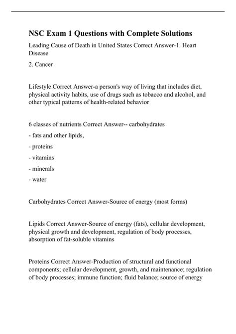 NSC Exam 1 Questions With Complete Solutions NSC Stuvia US