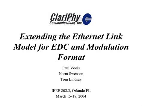 PDF Extending Ethernet Link Model For EDC IEEE SAgrouper Ieee Org Groups 802 3 10GMMFSG